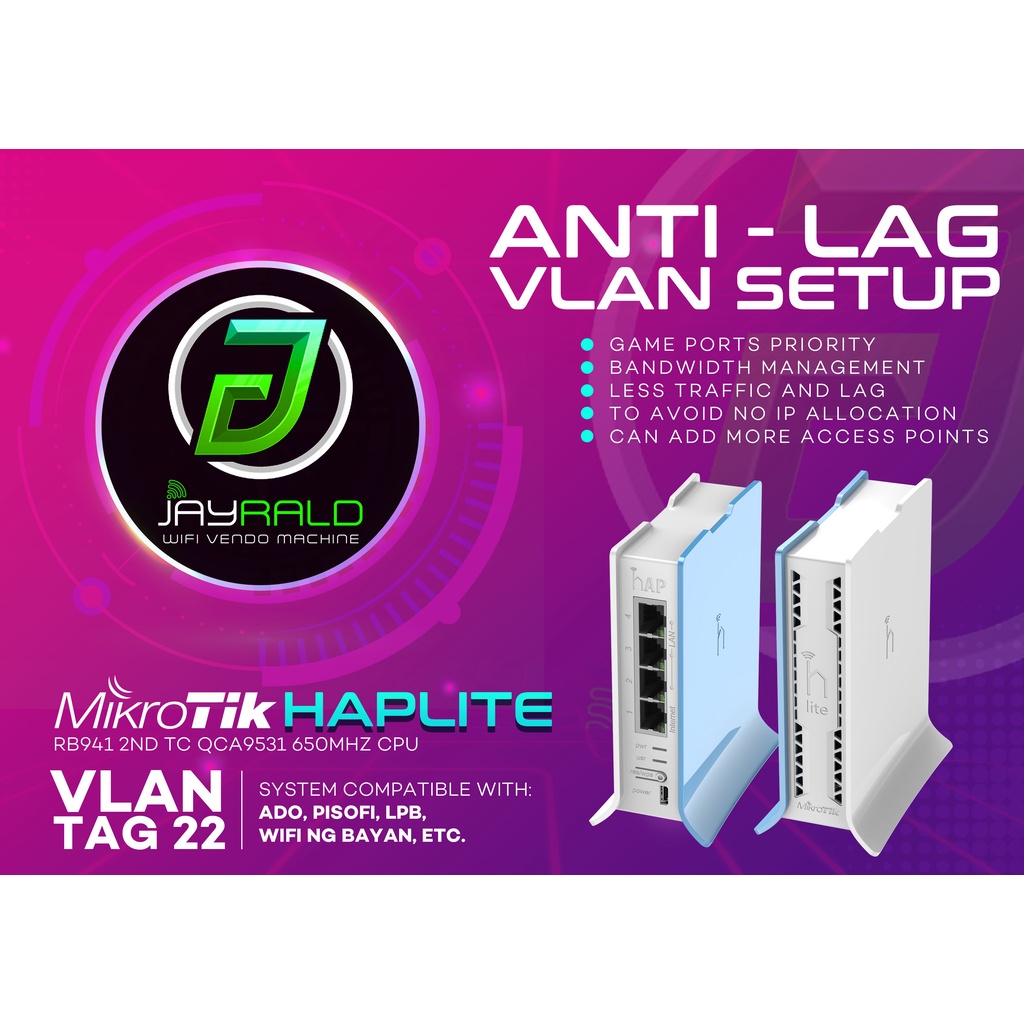 MIKROTIK HAPLITE VLAN SETUP (ANTI-LAG, LOW PING ML) | Shopee Philippines