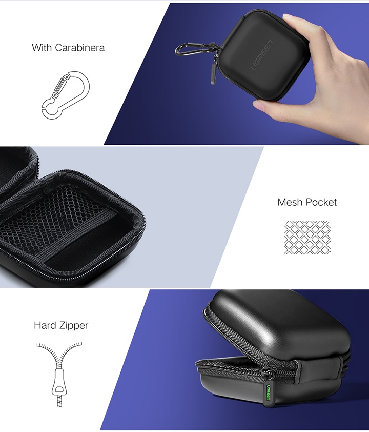 UGREEN Waterproof Portable Durable Storage Case for Earphones Memory ...