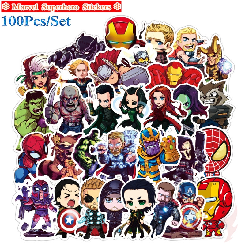 100Pcs/Set Marvel Superhero Stickers A DIY Fashion Laptop Skateboard ...