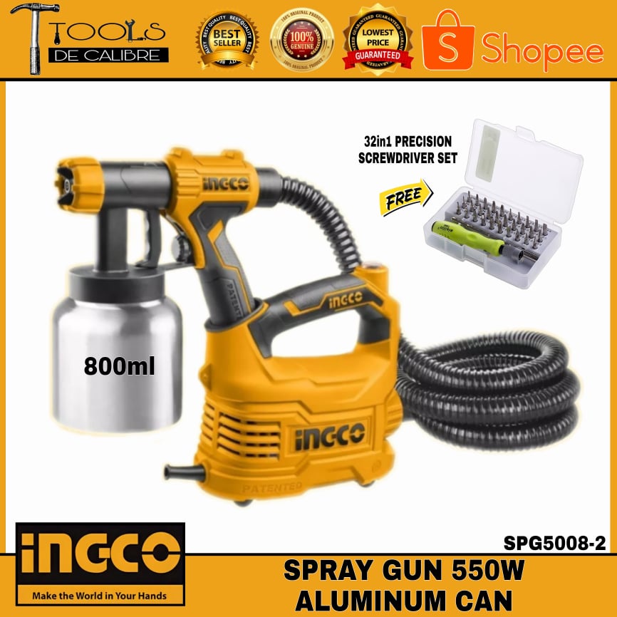 INGCO Floor Based Electric Spray Gun 550W ALUMINUM CAN SPG5008-2 w ...
