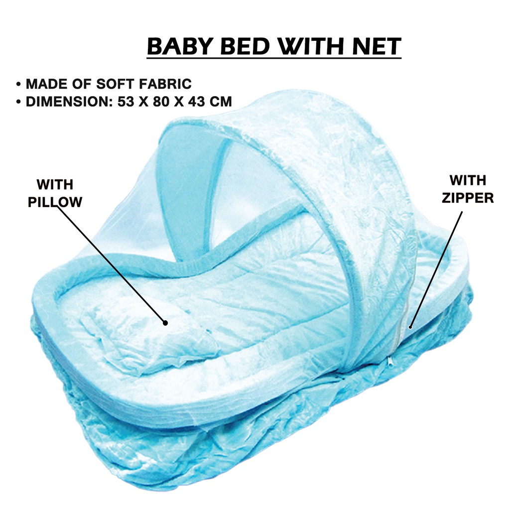 MoonBaby Baby Bed with Net BC-1251 (Blue) | Shopee Philippines