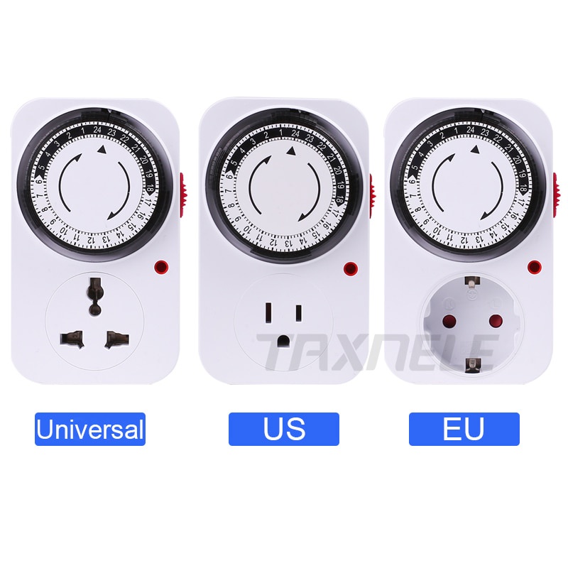 24 Hour Programmable Mechanical Timer Switch Universal Socket Timer ...