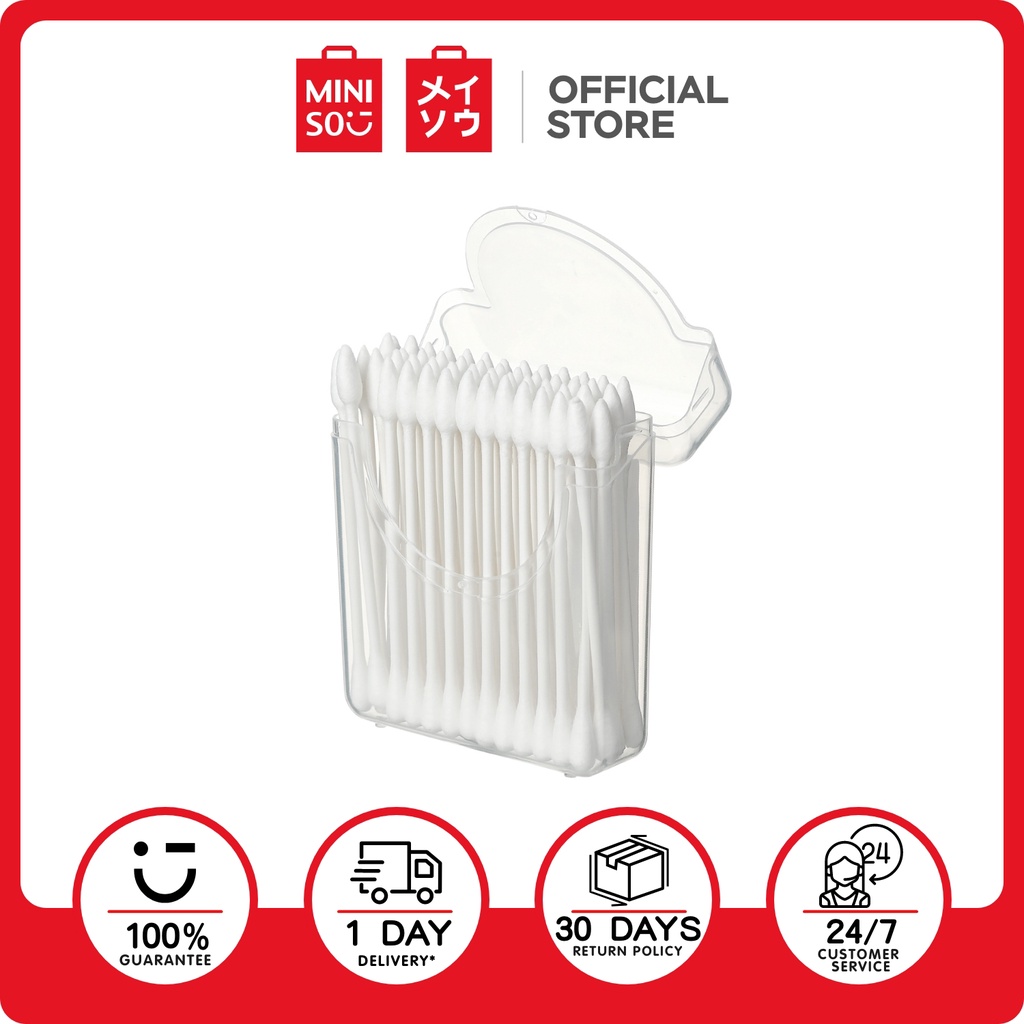 Miniso Cotton Swabs With Paper Sticks Round Head 50 Pcs. | Shopee ...