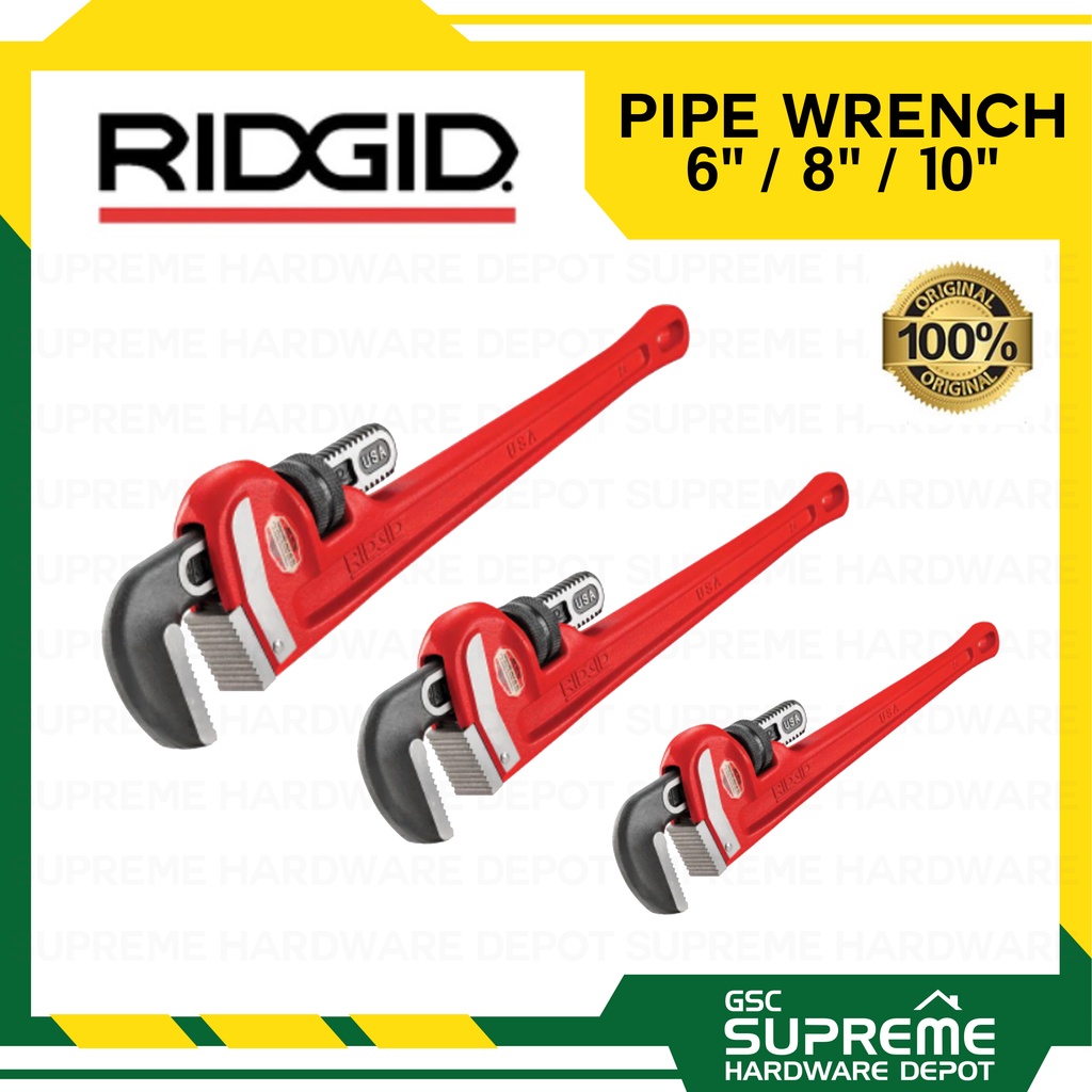 Ridgid Pipe Wrench 8" / 10" (Heavy Duty Straight Pipe Wrench) | Shopee ...