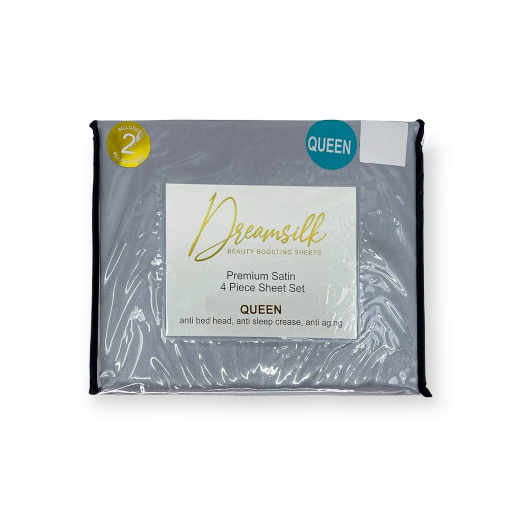 Dreamsilk Beauty Boosting Sheets 4 Piece Premium Satin Queen Sheet Set Gray Shopee Philippines