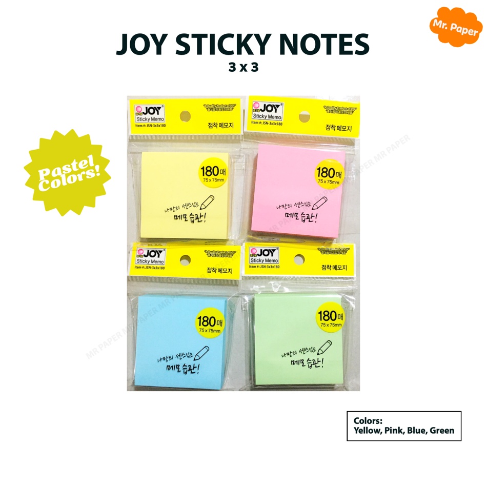 Joy Sticky Notes Pastel | Mr. Paper | Shopee Philippines