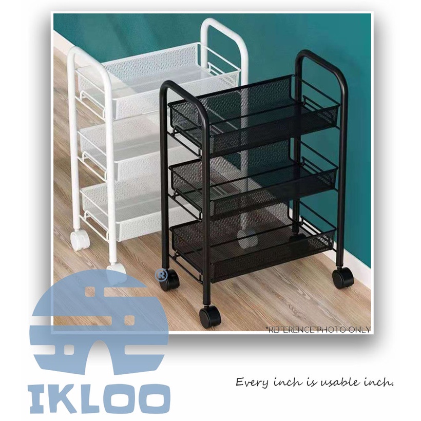 Ikloo 3-tier metal trolley utility cart organize 45*26*63cm | Shopee Philippines