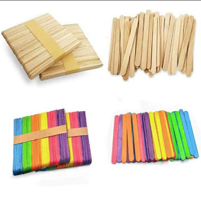 Wooden Popsicle Stick (COLORED & PLAIN) | Shopee Philippines
