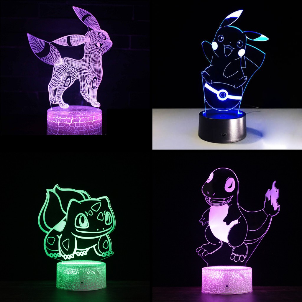 POKEMON Designs Acrylic 3D Illusion LED Night Lamp | Shopee Philippines