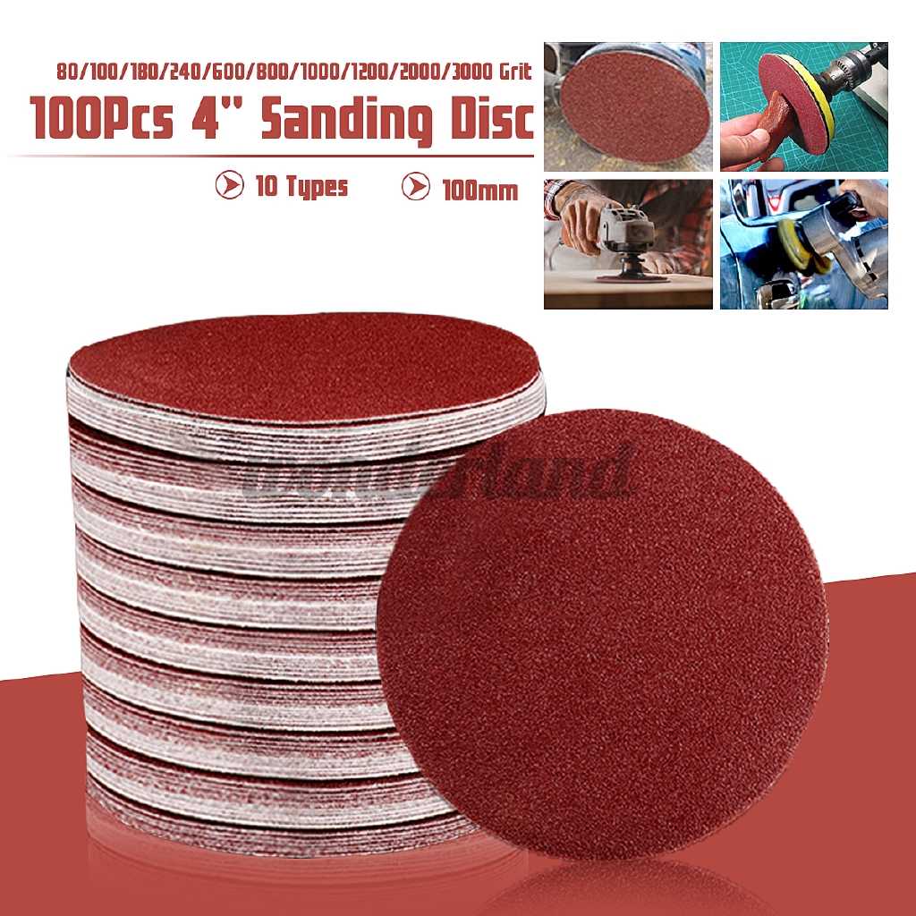 100pcs 4inch(100mm) Sander Disc Mix Set Sanding Polishing Pad Flocking ...