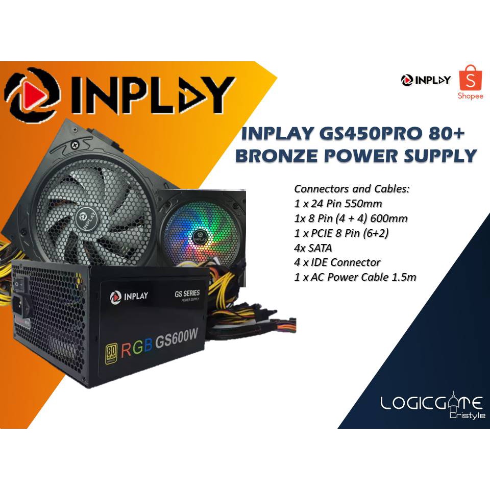 Inplay GS600wRGB 600w 80+ Bronze Truerated PSU | Shopee Philippines