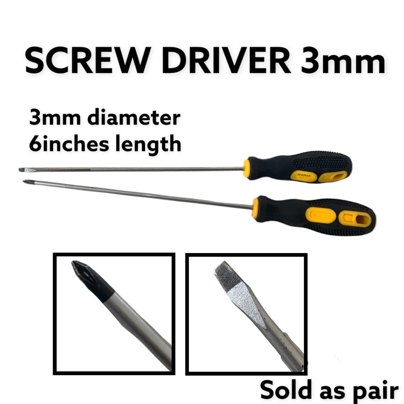 3mm Screw Driver high tensile Pair (philipps and flat) | Shopee Philippines