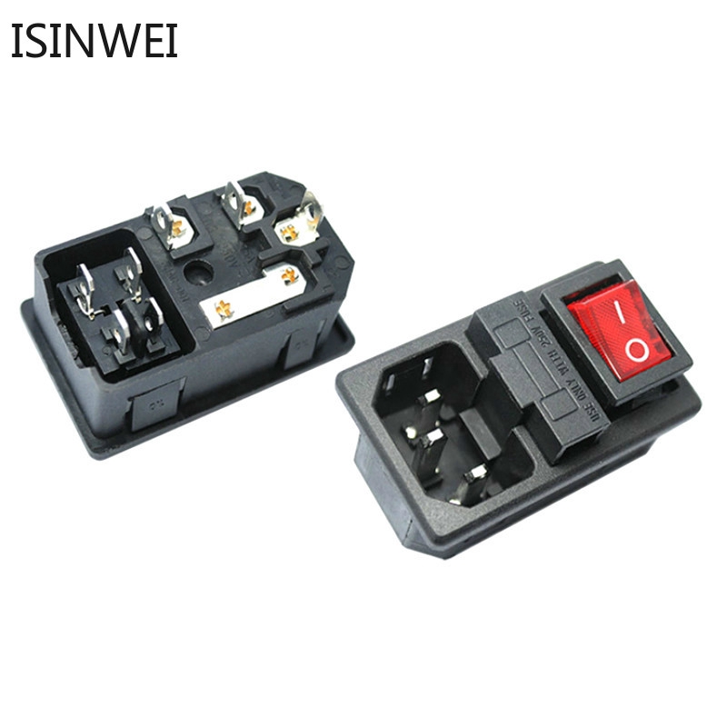 10A 250V AC-01 AC Power Socket with Rocker Switch and Fuse Socket ...