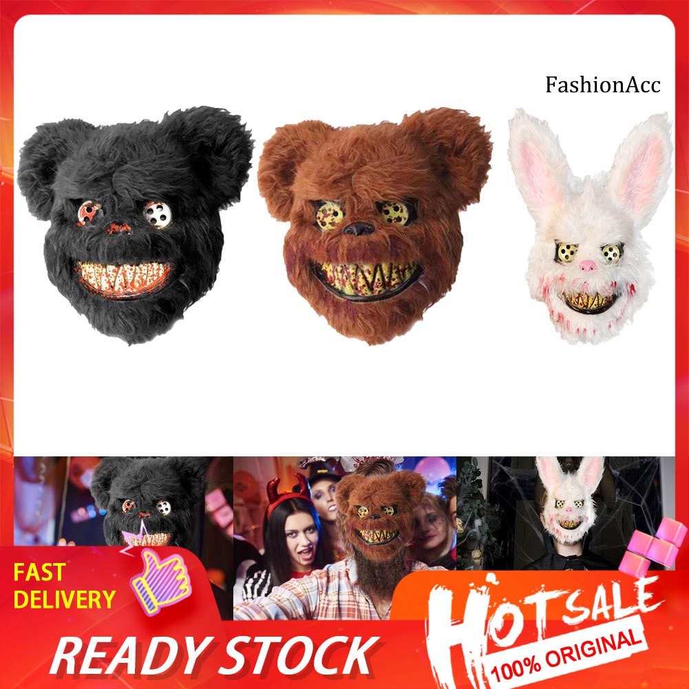 Halloween set_Plush Bloody Bear Rabbit Creepy Scary Mask Halloween ...