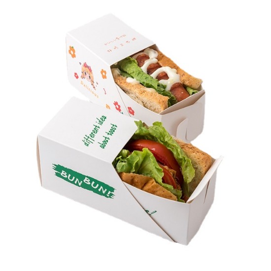  10pcs Sandwich Egg Drop Toast Packaging Paper Box Breakfast Toast Box 