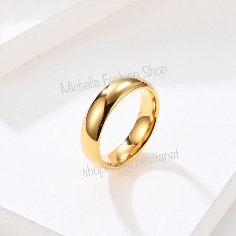 Classic engagement Ring Stainless Gold Ring 18K Gold Plate Plain Couple ...