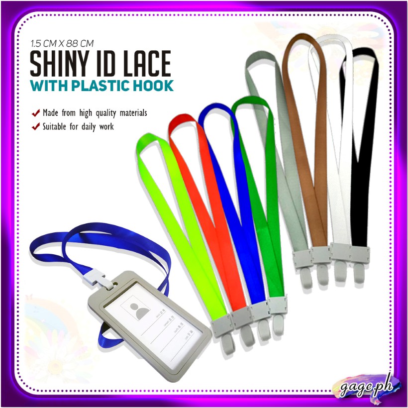 1.5cm Shiny Plain / Stripes ID Lace with Hook (5 pcs per color ...