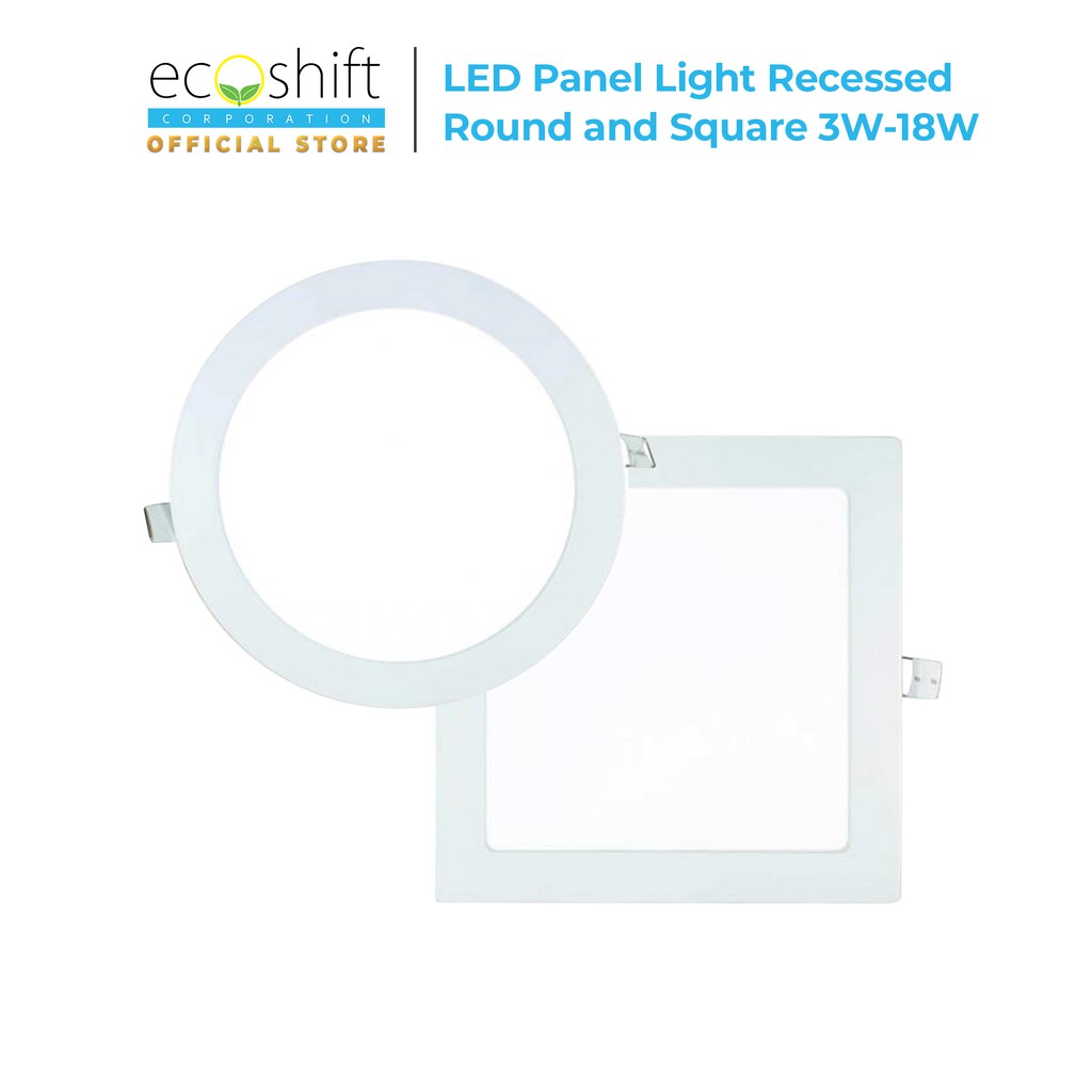 Ecoshift LED Panel Light Recessed Round & Square 3W 6W 12W 18 Watts ...