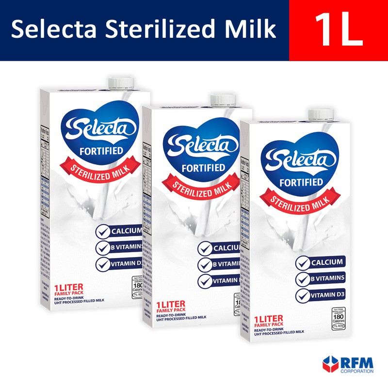 Selecta Sterilized Milk 1 Liter - Set of 3s | Shopee Philippines