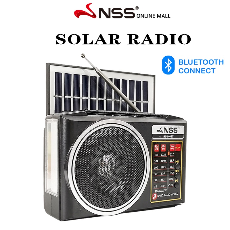 NSS Solar Radio Bluetooth Speaker 3 Band High Power Led Light Charging ...
