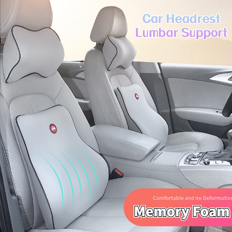 New Car Back Cushion Car Memory Foam Headrest Lumbar Support Backrest ...