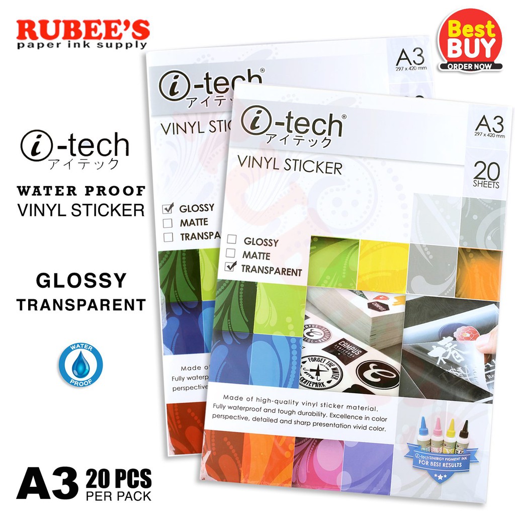A3 I-Tech Vinyl Sticker Glossy/Transparent | Shopee Philippines