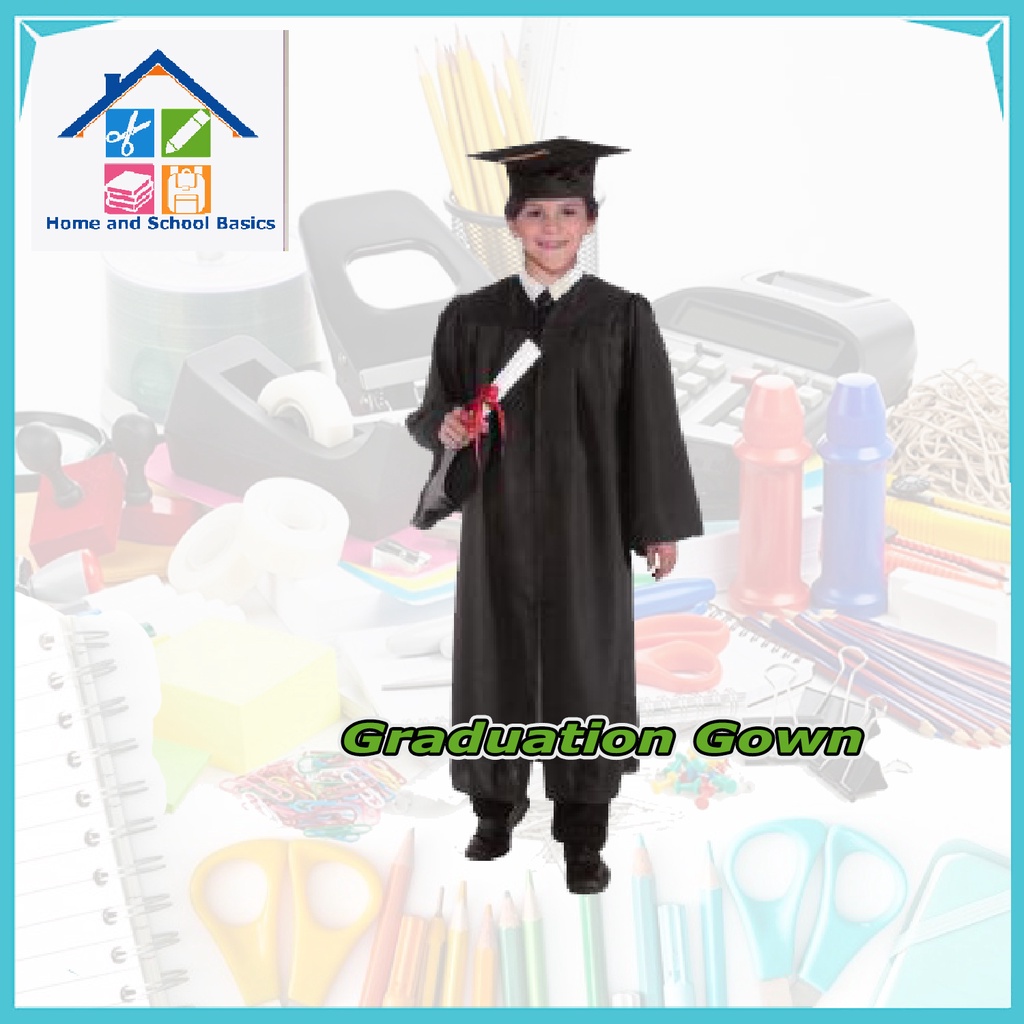 Academic Gown for Kids - Color Black - Graduation Toga Gown | Shopee ...
