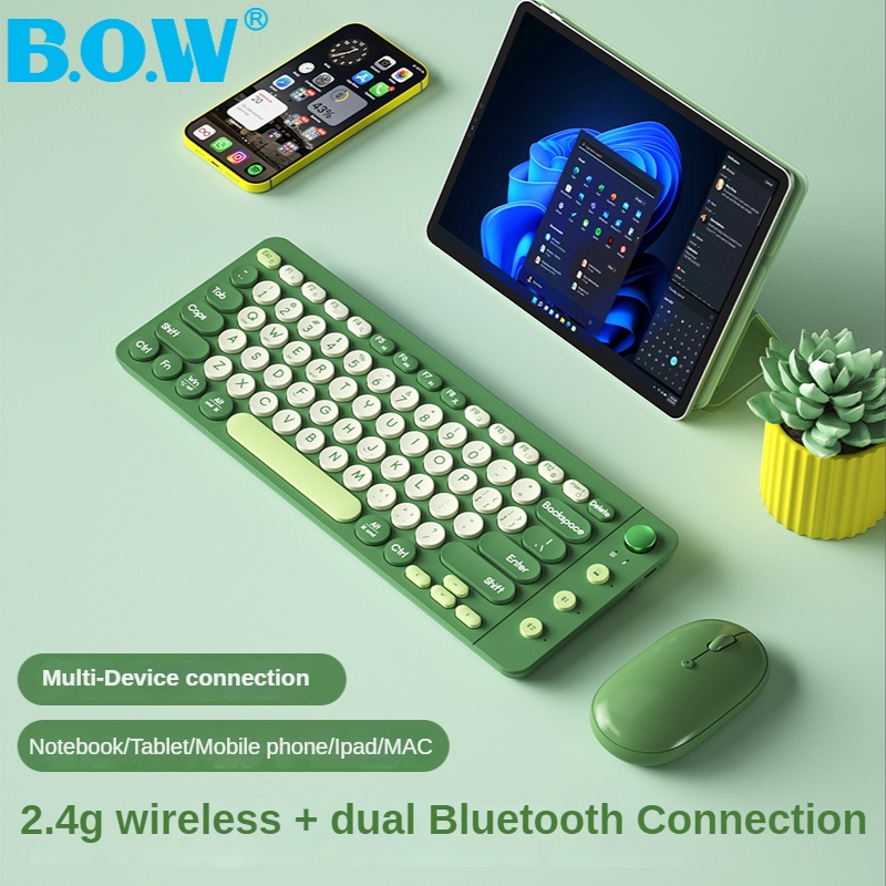Bow wireless keyboard and mouse set 2.4G Bluetooth wireless volume knob ...