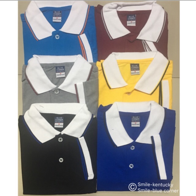 Blue corner Men's polo shirt #9(White lining) | Shopee Philippines