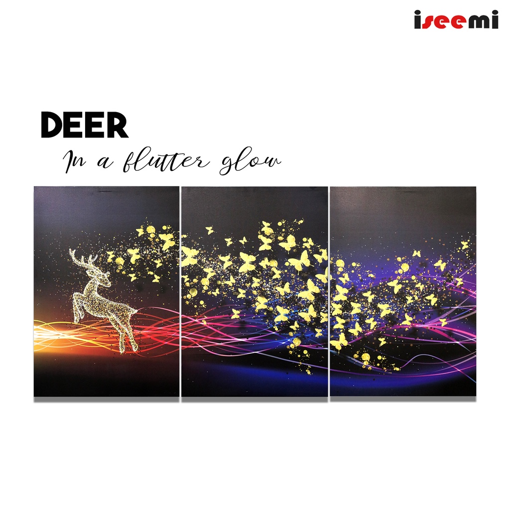 ISEEMI 70x50 Deer In A Flutter Glow Wall Frame Canvas | Shopee Philippines