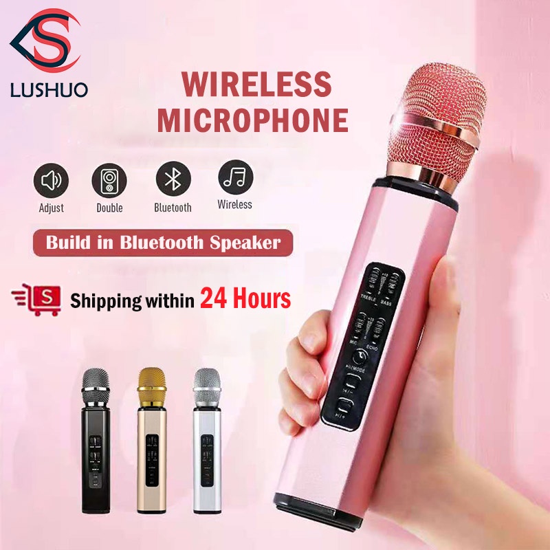 LUSHUO Original Wireless Bluetooth Handheld Microphone Karaoke High Quality Speaker Mic Singing ...