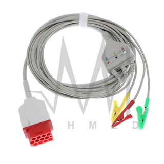 12Pin ECG EKG 3/5 Lead one-piece Cable and Electrode Leadwire for ...