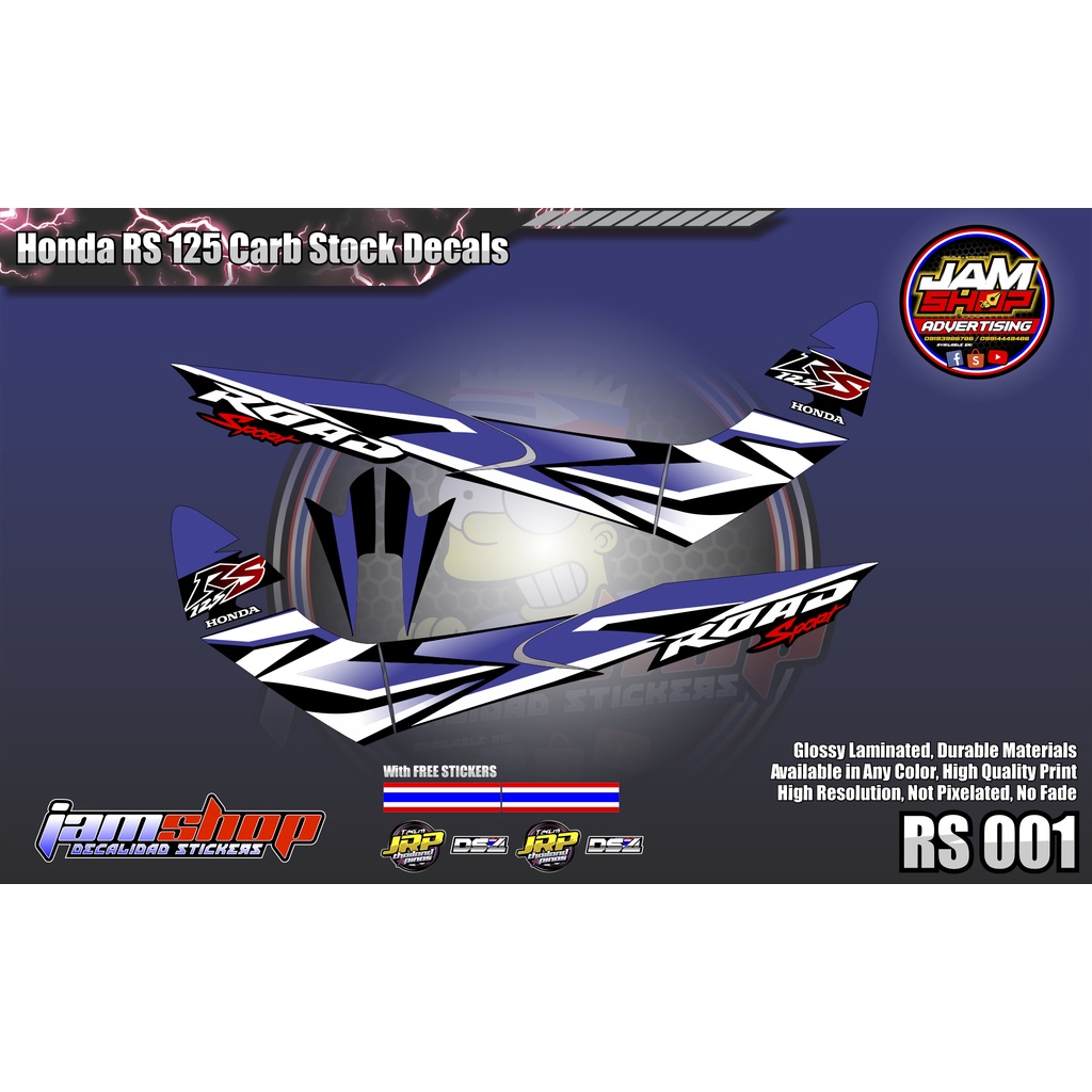 Honda RS 125 Carb Stock Decals UNLI Color w/ FREE Stickers | Shopee ...