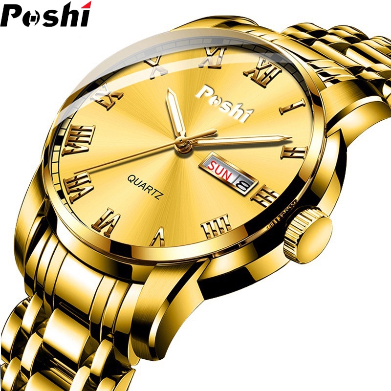 POSHI Men Watch Waterproof Steel Belt Dive Sports Quartz Original For ...