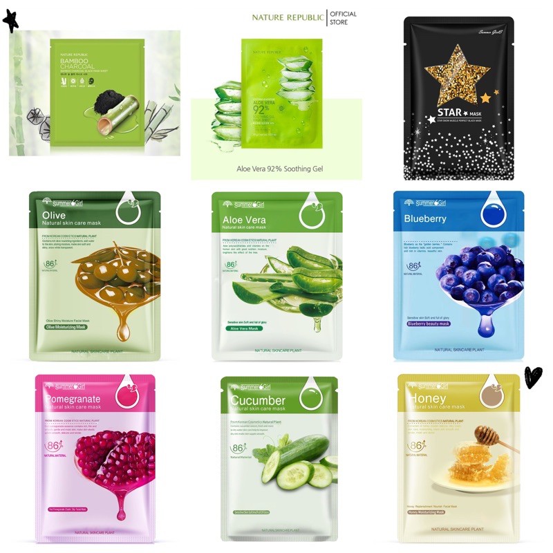 Korean face mask 100% AUTHENTIC Korean Style Face MASK SHEET | Shopee ...