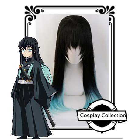 WIG Muichiro Tokito Anime Long Black Green Cosplay Wig | Shopee Philippines