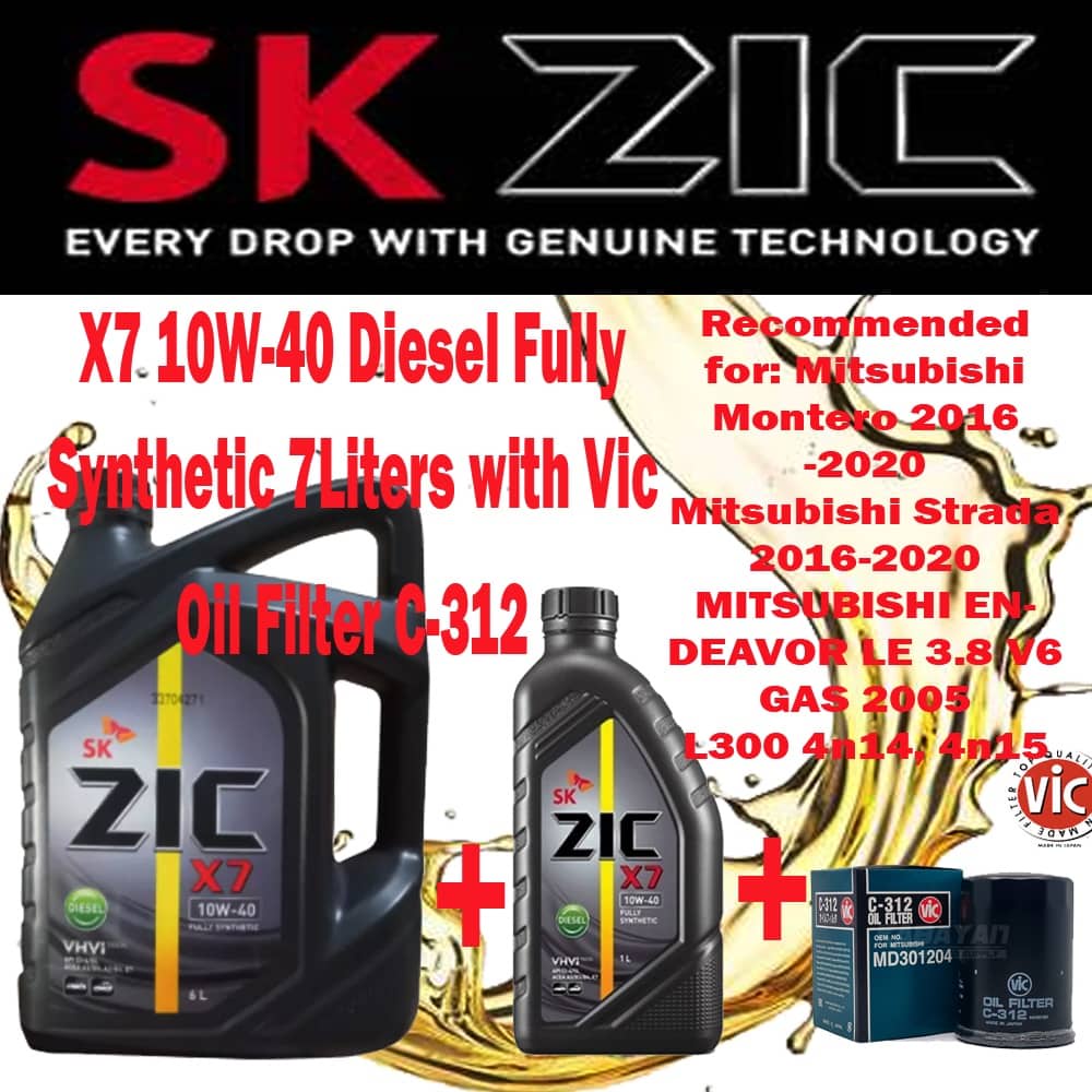 SK ZIC X7 10W-40 Diesel Fully Synthetic 7 Liters with Vic Oil Filter C ...