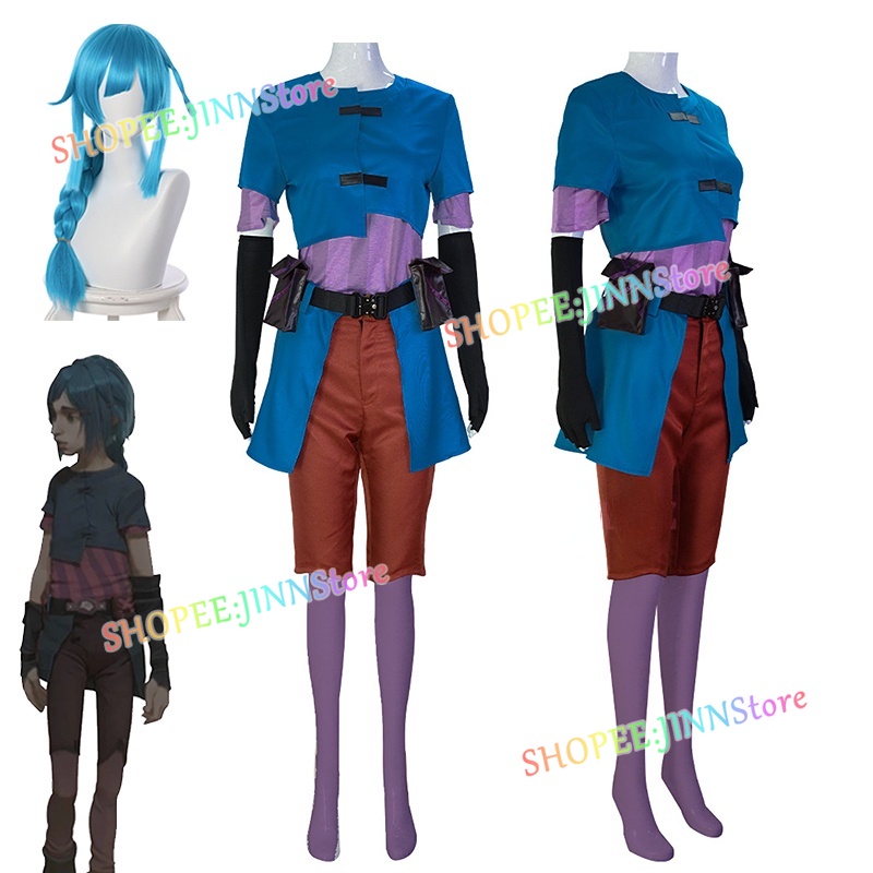 JINN League of Legend JINX Cosplay Costume LOL Movie Arcane Pow-pow ...