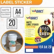 Yasen Label Sticker Paper A4 Glossy/Matte Printable Adhesive Sticker ...