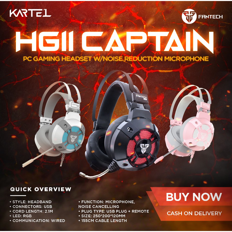 FANTECH Captain HG11 VIRTUAL 7.1 SURROUND GAMING HEADSET RGB Sakura ...