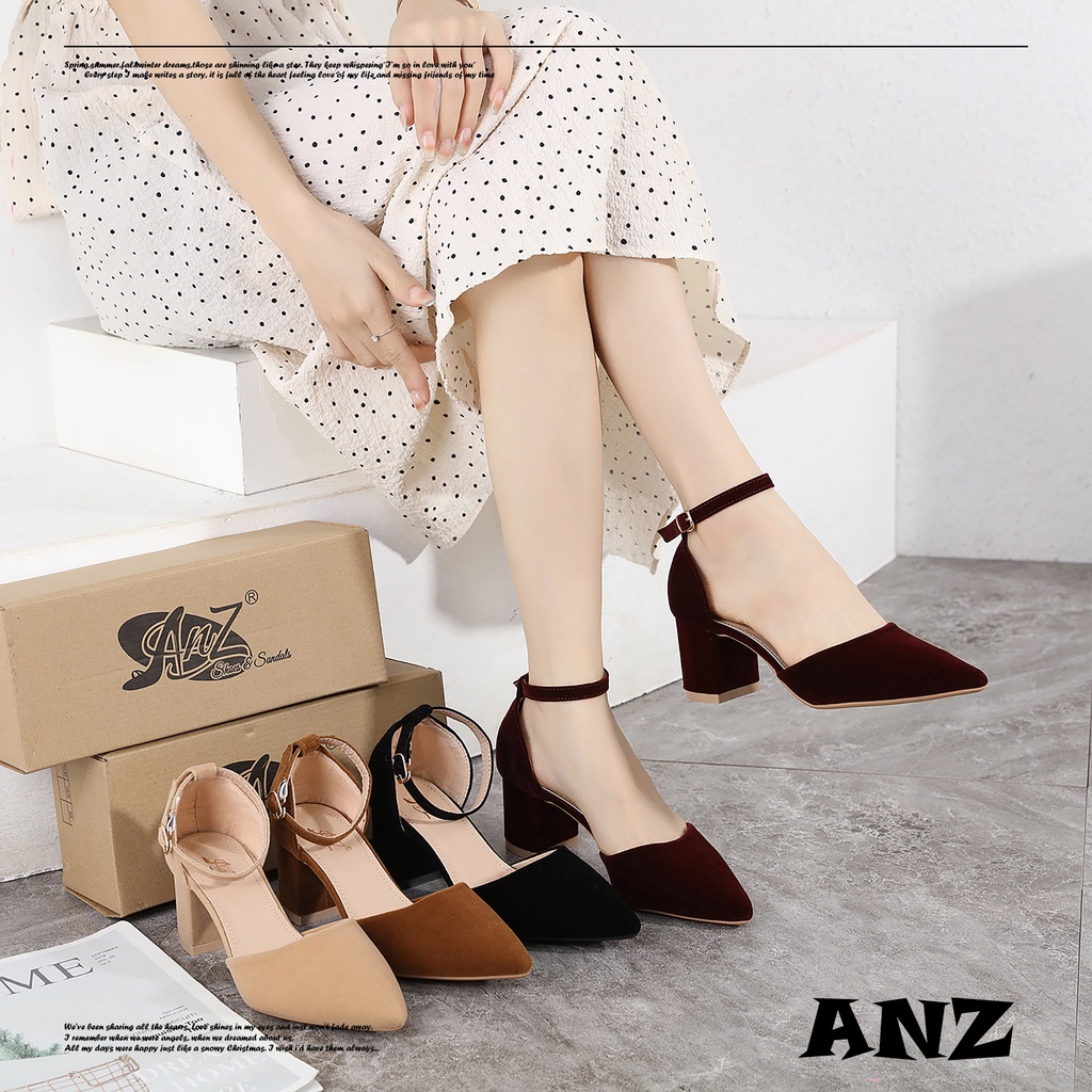 Korean Women Suede Sandals Block-Heel 2 inch GK-8100 | Shopee Philippines