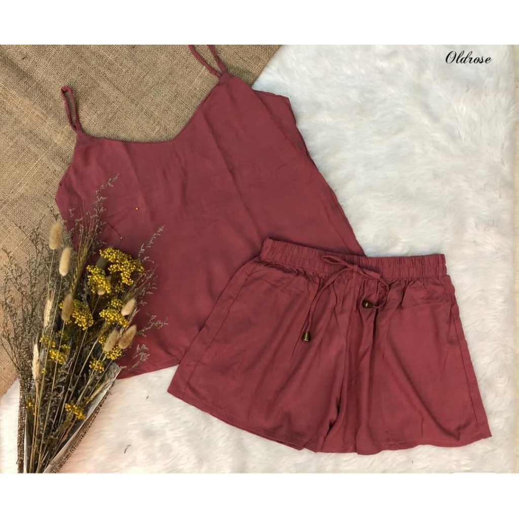 Old rose Challis Boho Terno Sleveless terno short coordinates ...