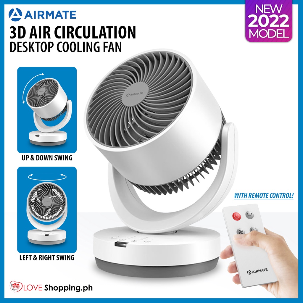 AIRMATE Air Circulation Cooling Fan 3-Dimensional Airflow Desktop Fan ...