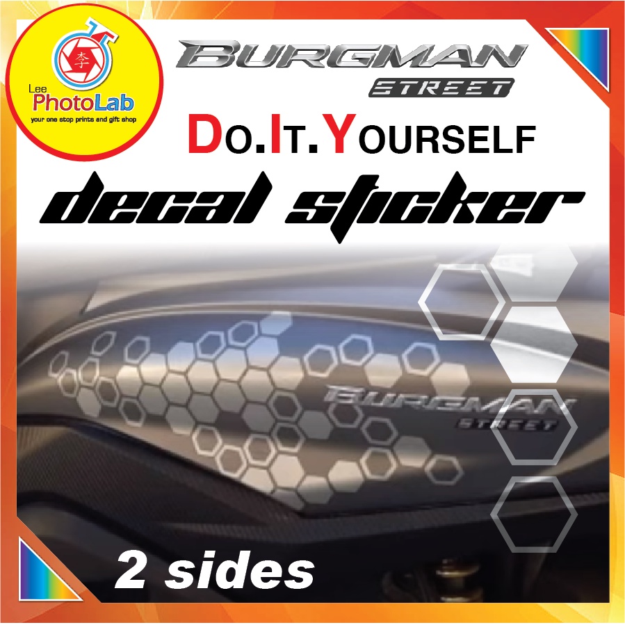 Suzuki Burgman Street side fairing (DIY Decal Sticker 2sides paired ...