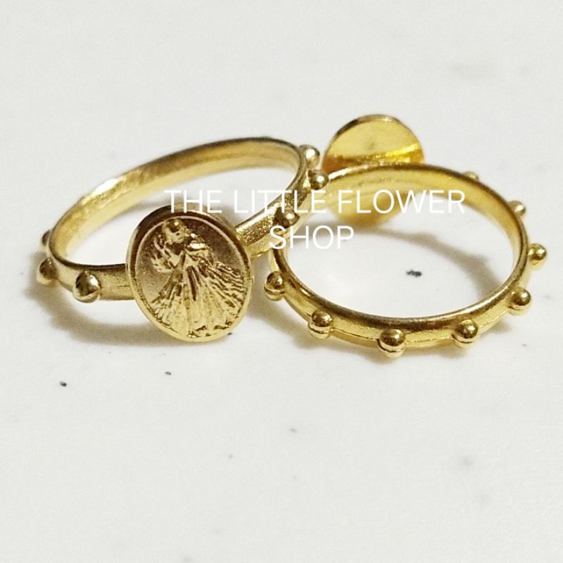 Rosary Ring Divine Mercy Gold Metal Catholic Fashionable 2 sizes ...