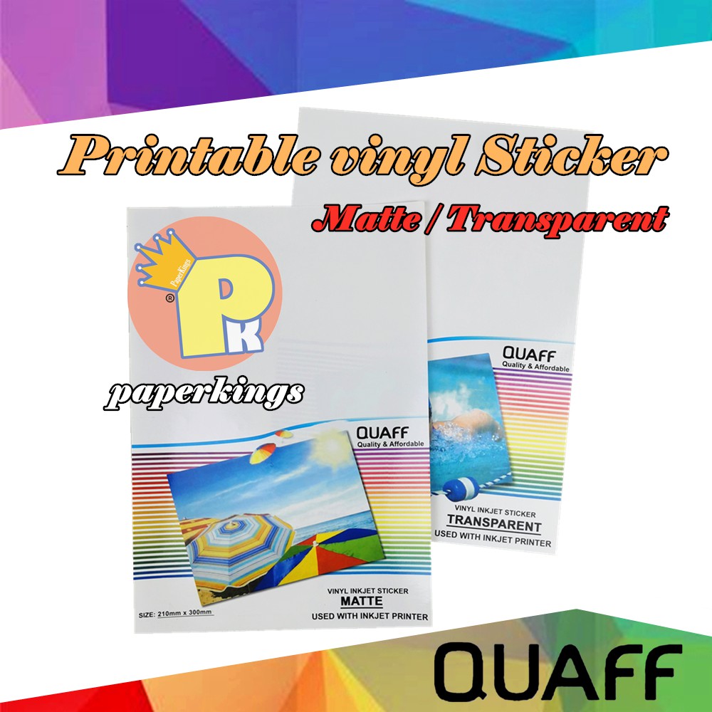 Quaff A4 Printable vinyl Sticker Glossy,Matte,Transparent | Shopee ...