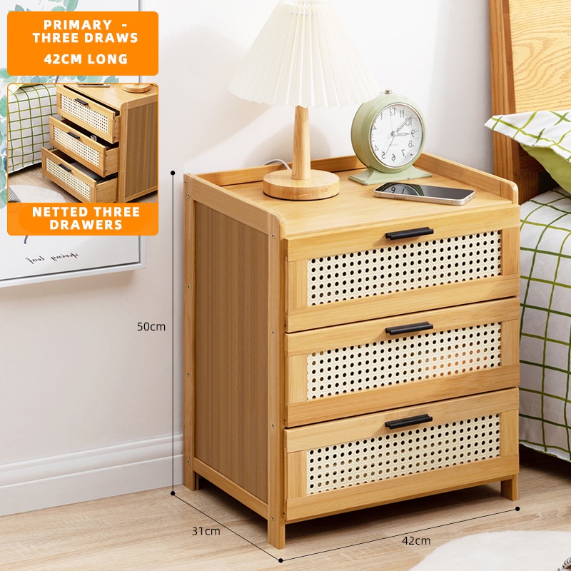 Finelife bamboo bedside cabinet rattan bedside table | Shopee Philippines