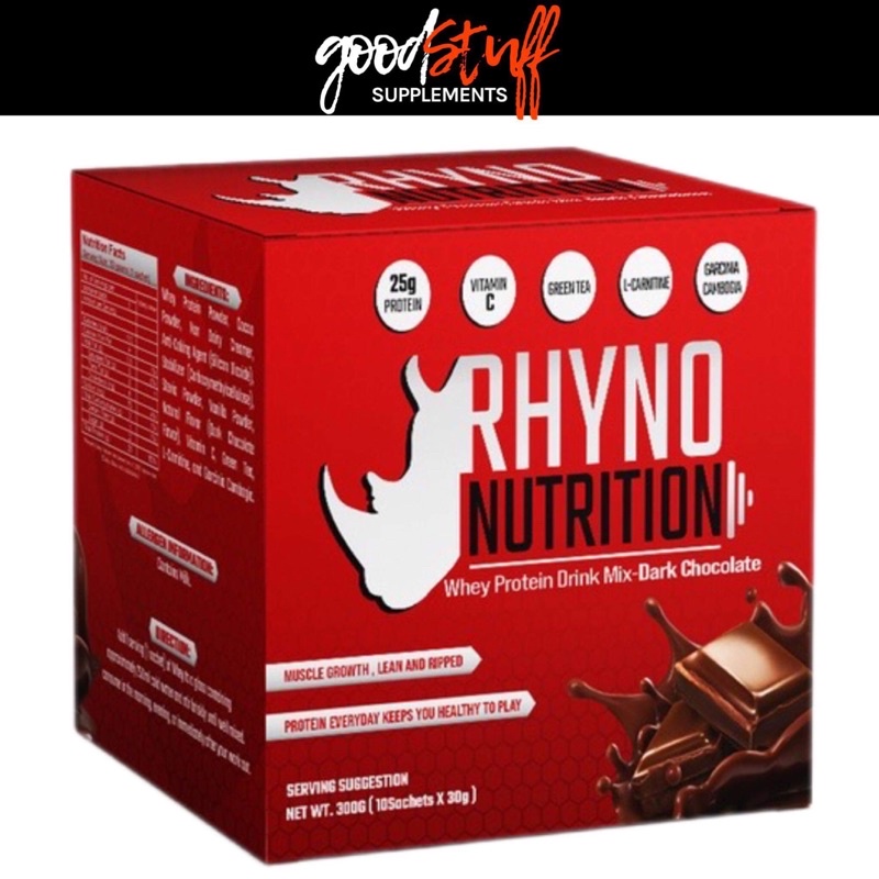 Rhyno Nutrition Whey Protein Powder - 1box/10 sachets - muscle recovery ...