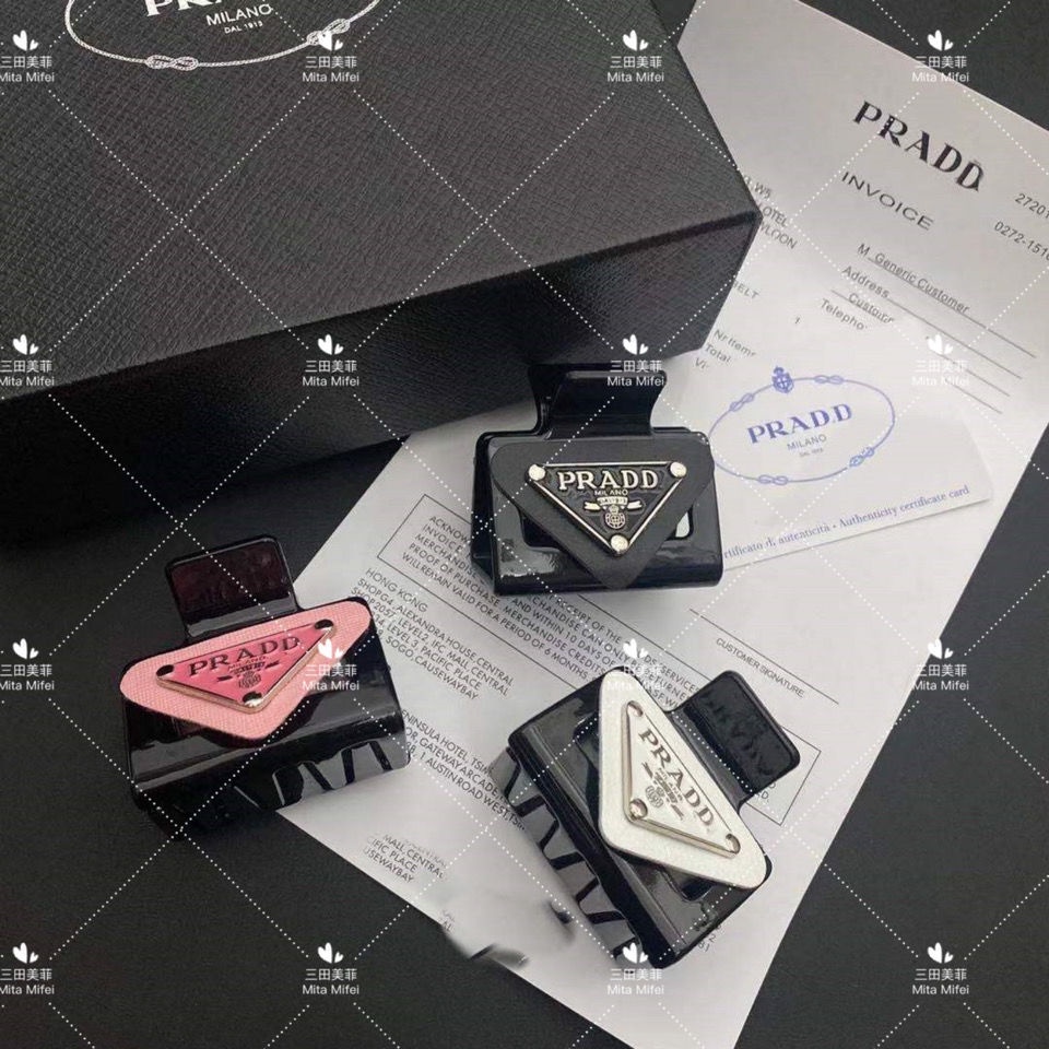 PRADA Retro And Fashion All-Matching Back Head Grip Black Small Hair ...