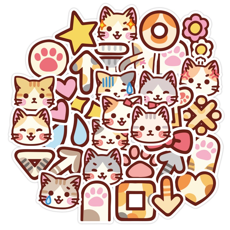 40pcs Cat Sticker Cute Animal Memes Stickers Waterproof Decals | Shopee ...